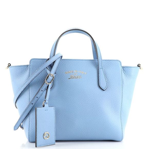 Gucci | Bags | Gucci Swing Tote Leather Mini Blue | Poshmark